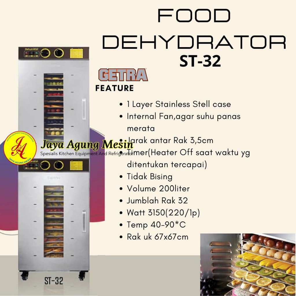 Jual GETRA ST-32 FOOD DEHYDRATOR / MESIN PENGURANG KADAR AIR MAKANAN ...