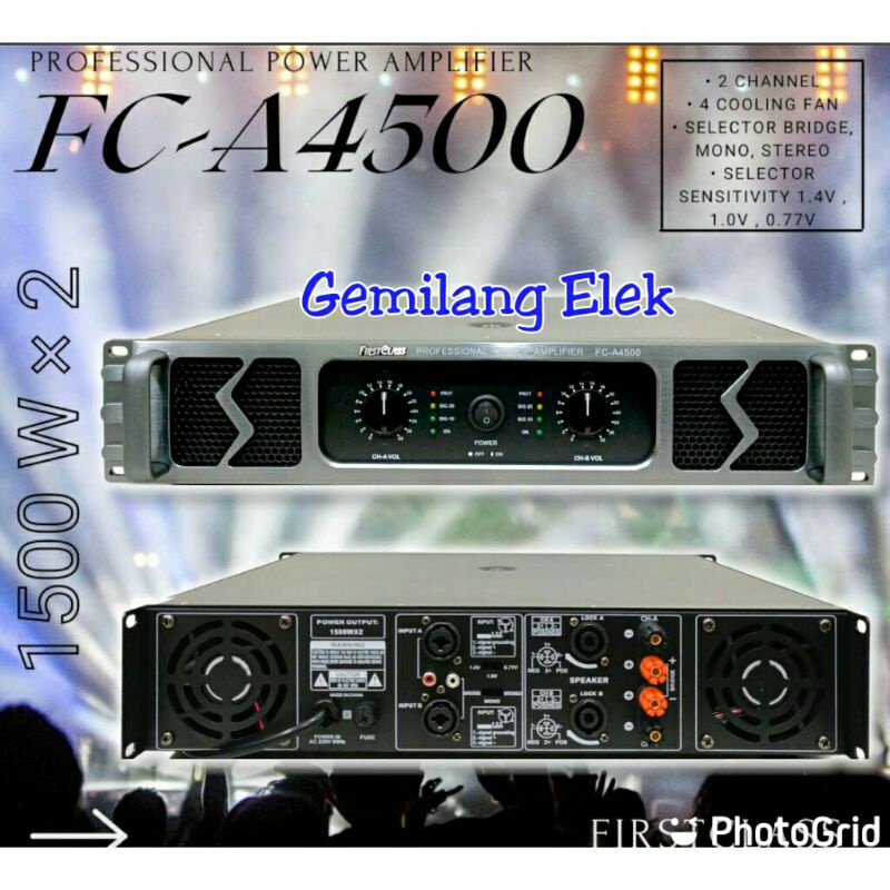 Jual POWER AMPLIFIER FIRSTCLASS FC A4500 ( 1500W x 2 ) ORIGINAL ...