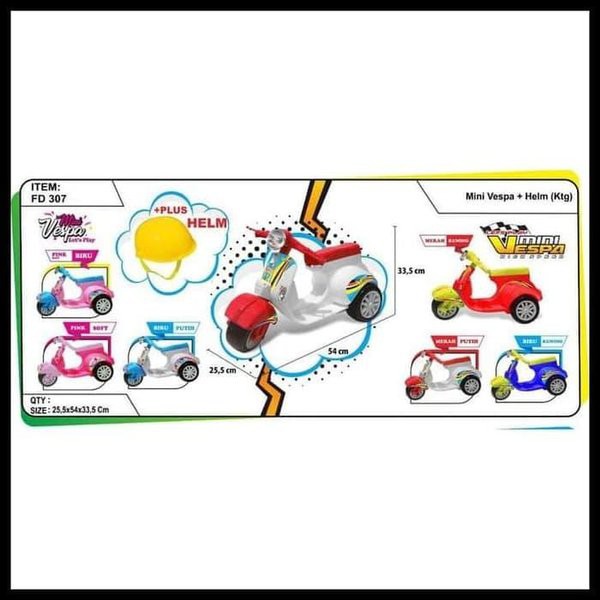 Jual Mainan Motor Vespa Mini Anak Dorong Sarimin Klasik Roda Tiga 3 ...