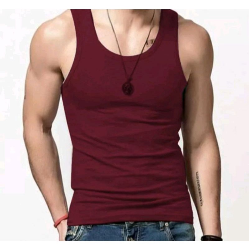 Jual singlet warna maroon ll kaos dalam pria warna marun | Shopee Indonesia
