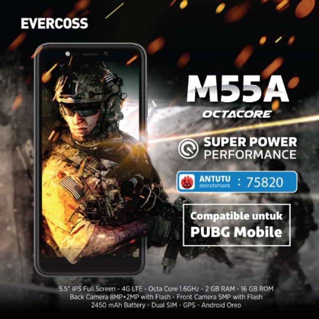 Jual EVERCOSS M55A 4G LTE 2/16GB 100% ORIGINAL GARANSI RESMI | Shopee ...