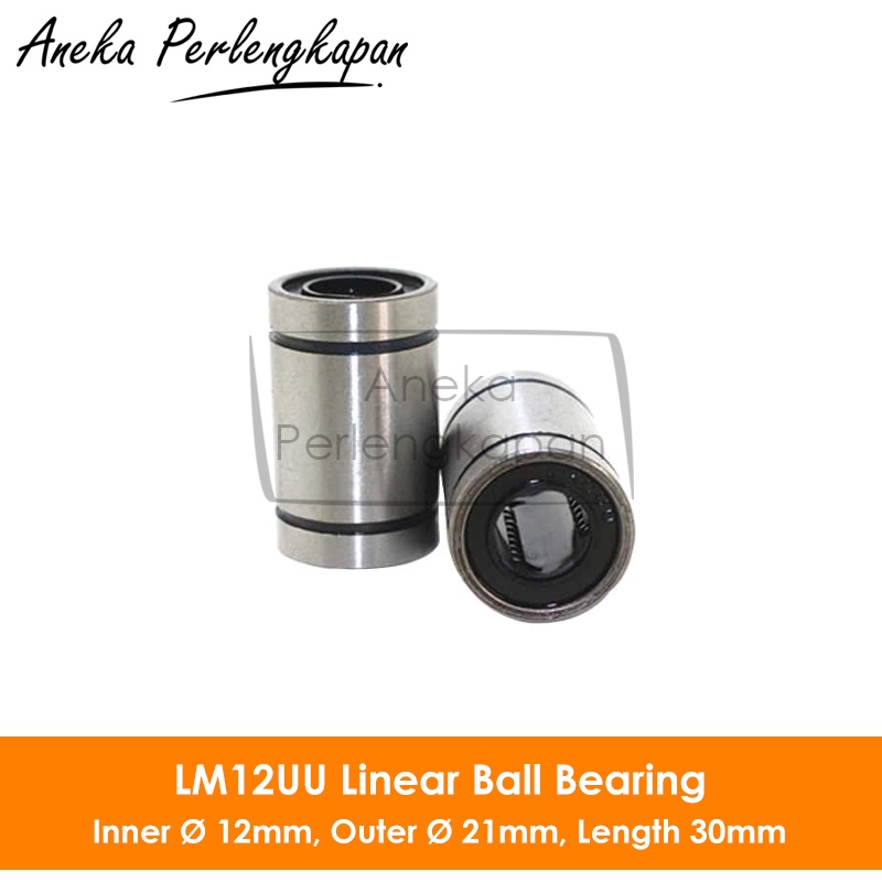 Jual LM12UU Linear Bearing Sliding Bushing ID 12 OD 21 Length 30 ...