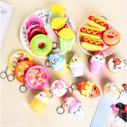 Jual Keychain SQUISHY Mini Cute Fast Food Donut / Gantungan Kunci ...