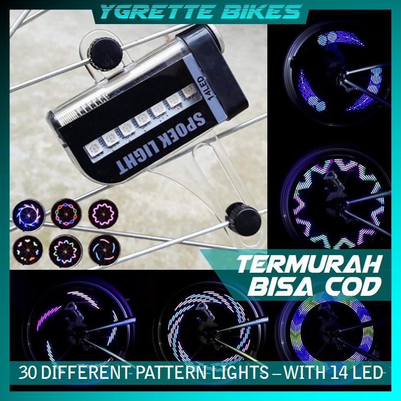Jual YGRETTE - 30 PATTERN Lampu Roda BAN VELG Sepeda 14 LED Flash ...