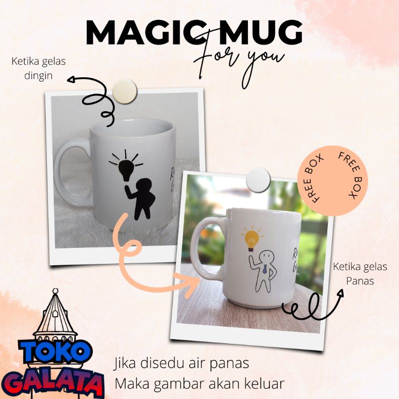 Jual magic mug custom (mug bunglon berubah warna) free design + box ...