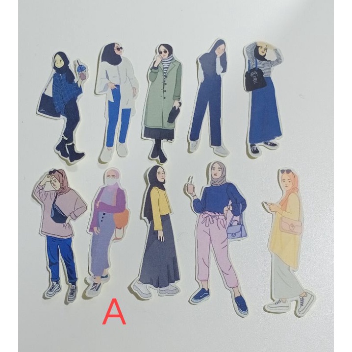 Jual Stiker ootd hijab journaling scrapbook 10pcs | Shopee Indonesia