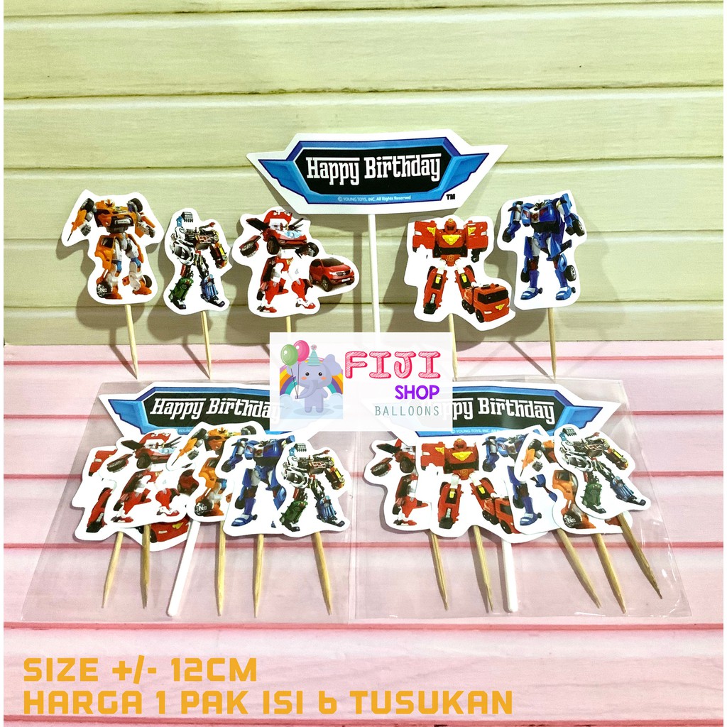 Jual Cake Topper Robot Tobot Set / Hiasan Kue Ultah / Topper Cake ...