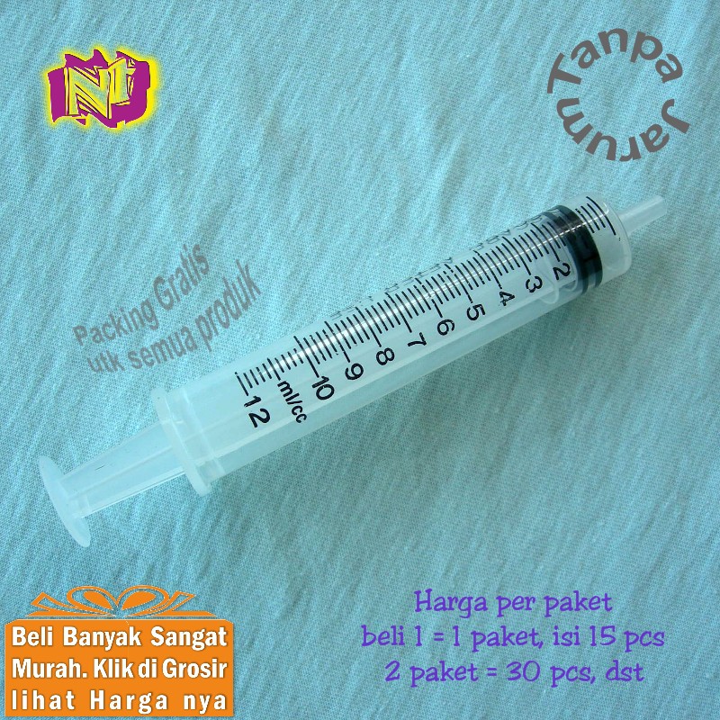 Jual paket 15 pcs suntikan 12 ml tanpa jarum - syringe slip 12 cc spuit ...