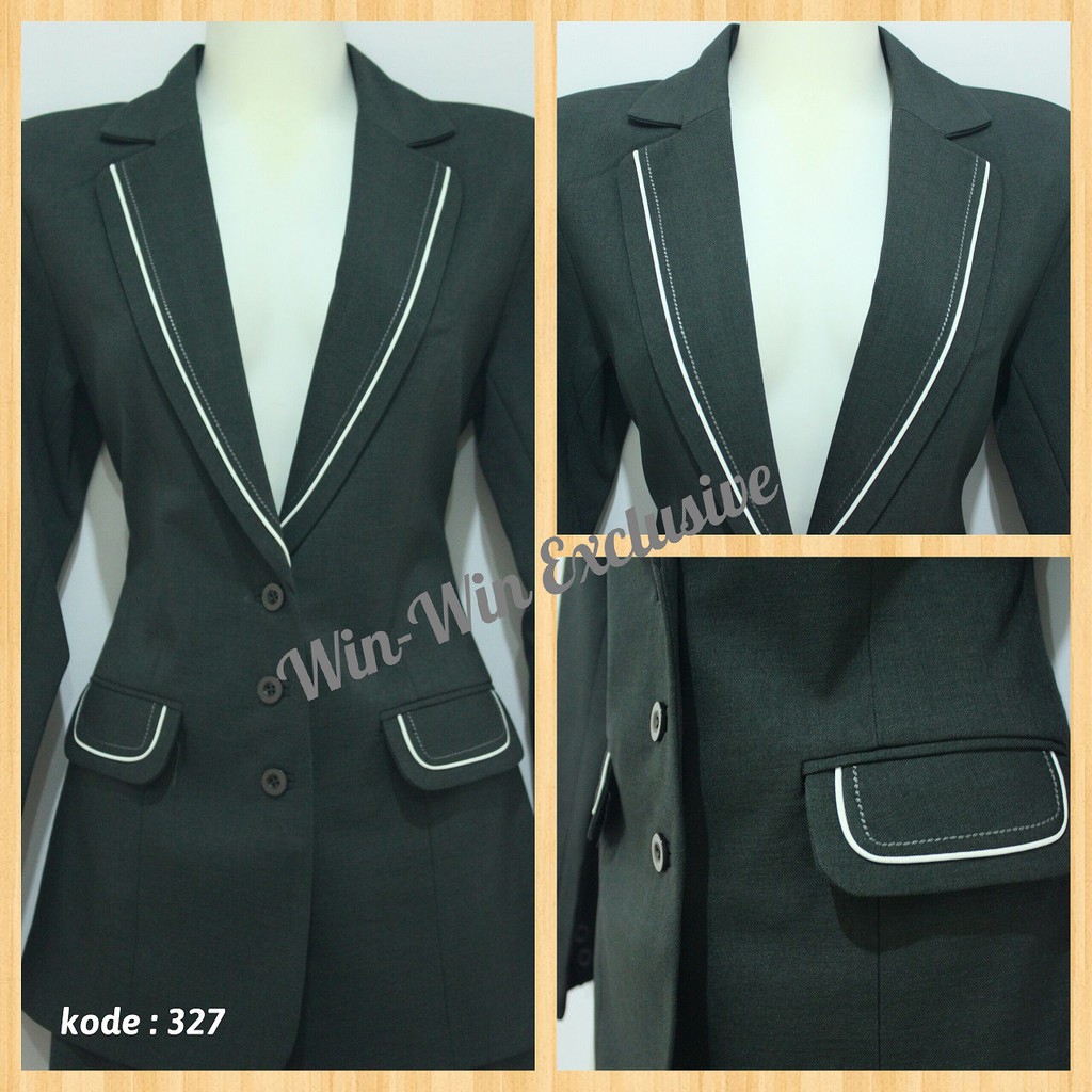 Jual Win Win - Set Blazer Rompi Kantor Wanita Warna Hitam dengan ...