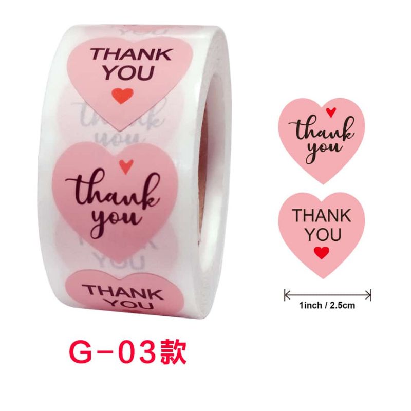 Jual Sticker Thank You 500pcs per roll bulat /sticker thankyou love ...