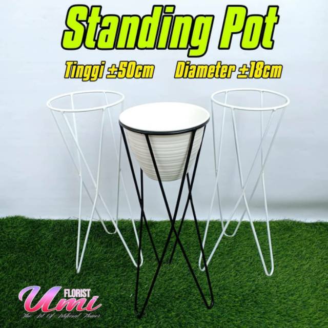 Jual Standing Pot besi Kaki 3 Tinggi 50cm Diamter 18cm | Shopee Indonesia