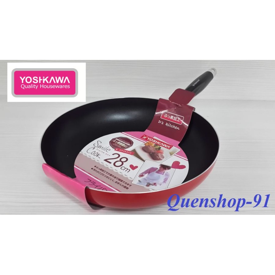 Jual yoshikawa XJ / CL frypan teflon MERAH / HIJAU anti lengket | Shopee Indonesia