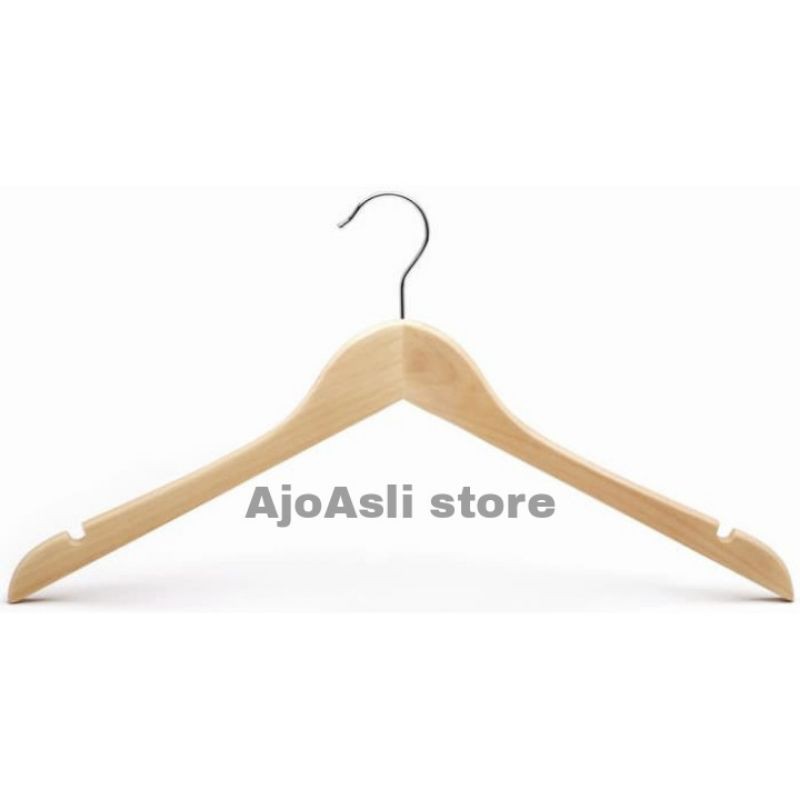 Jual hanger kayu warna natural,ukuran dewasa | Shopee Indonesia