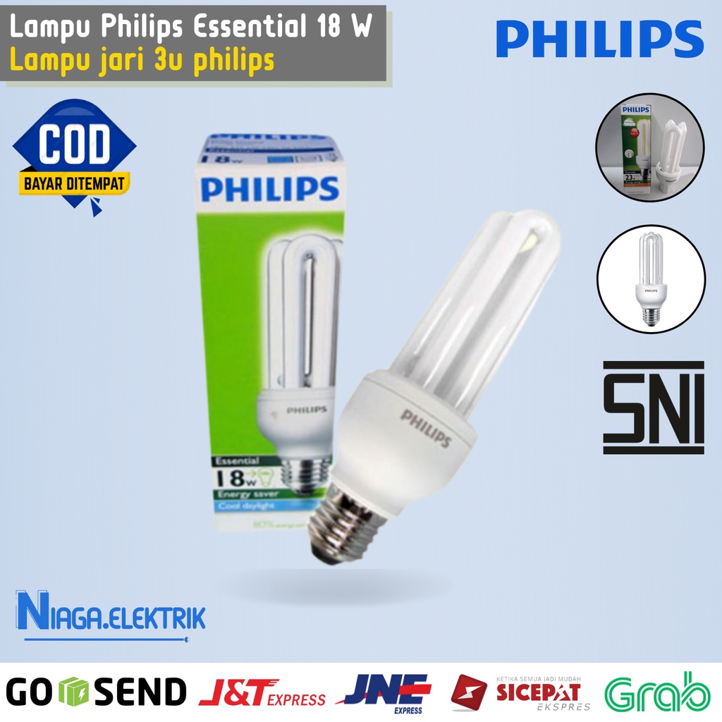 Jual Lampu Philips ESSENTIAL 18W watt PUTIH JARI 3 U PROMO merk philips ...