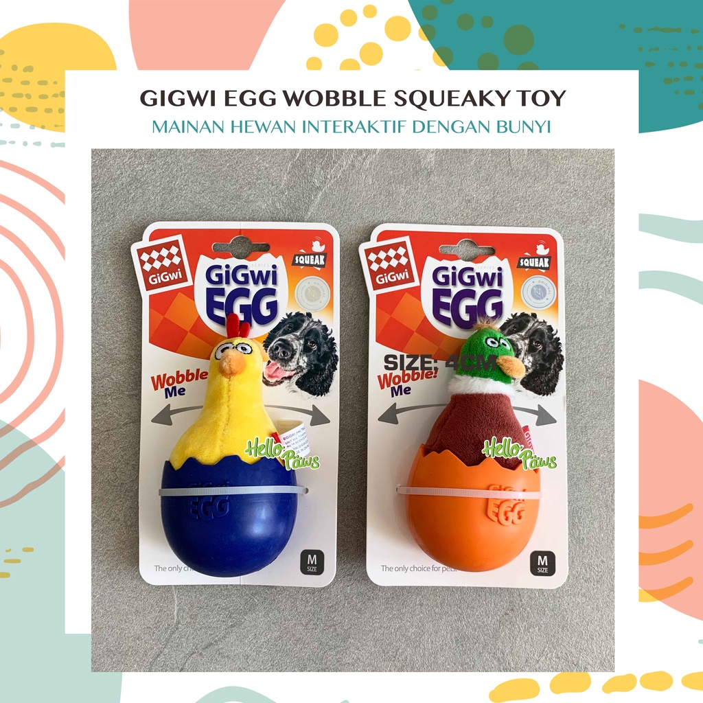 Jual Gigwi Egg Wobble Squeaky Toy - Mainan interaktif Hewan dengan ...