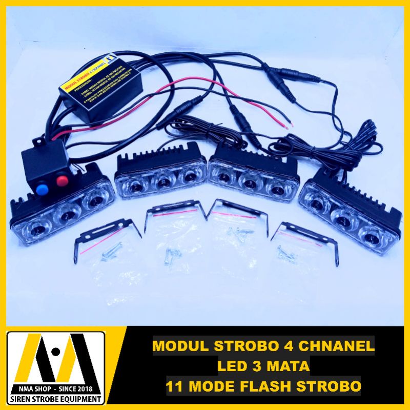 Jual strobbo flash e03 biru ion 4 channel 12 mode kedip | Shopee Indonesia
