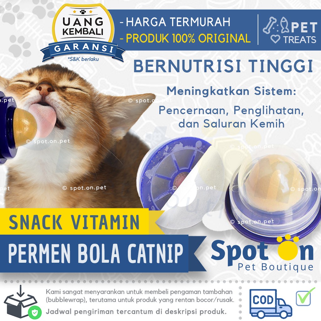 Jual (Premium) Bola Catnip Vitamin Tempel | Permen Energi Vitamin ...