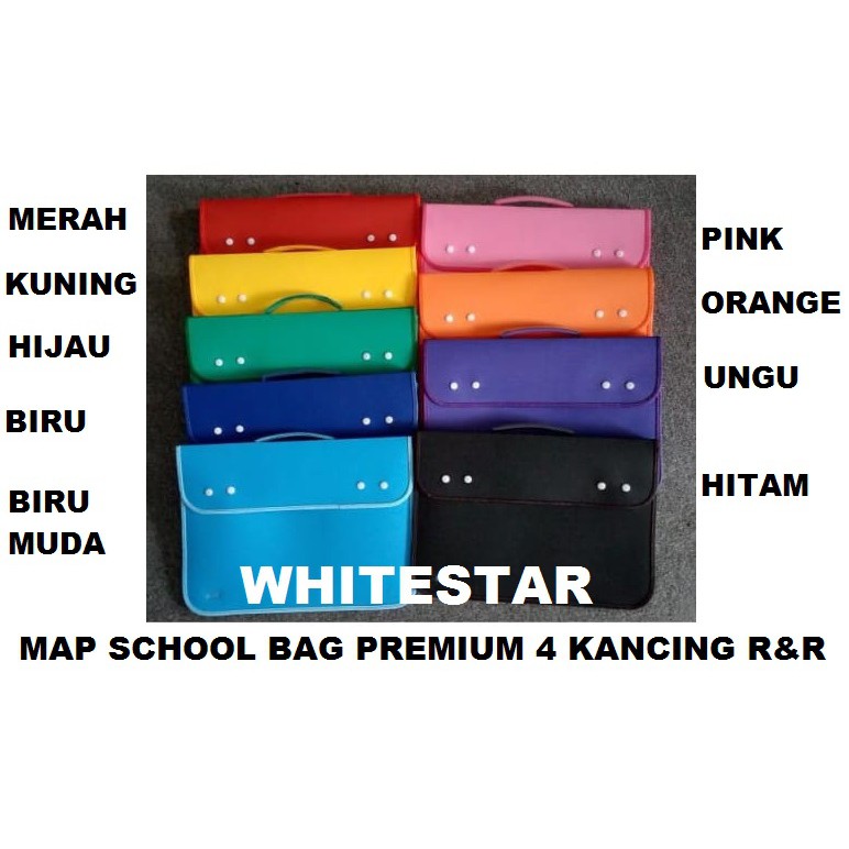 Jual tas map plastik 4 kancing / school bag premium r&r warna solid ...
