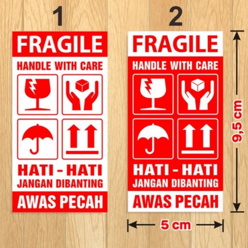 Jual 100pcs stiker label FRAGILE handle with care AWAS BARANG PECAH 9 ...