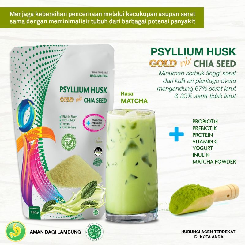 Jual Prolean Psyllium Husk Gold Mix 250 gram matcha rasa Teh hijau ...