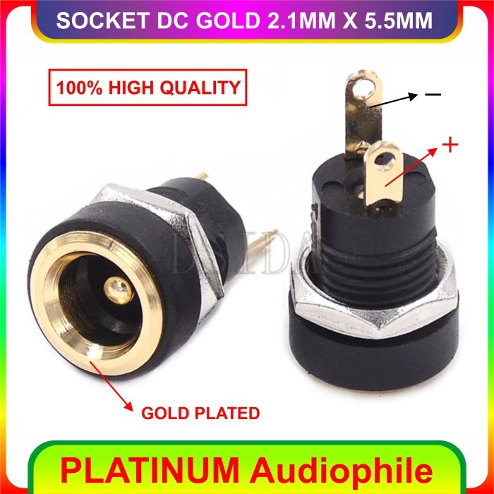 Jual Socket DC Adaptor Female Soket jack adapter Gold 2.1MM X 5.5MM SDC ...