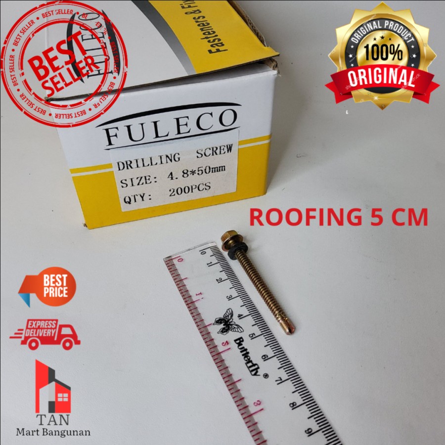 Jual Sekrup Roofing Kuning Baut Baja Ringan FULECCO 12 x 50 70 5 7 CM ...