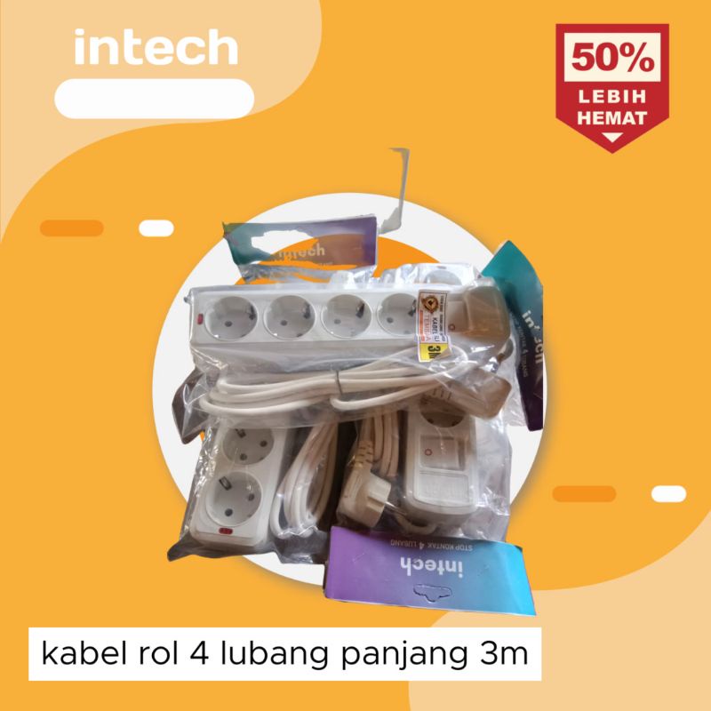 Jual rolstop kontak intech 4lubang panjang kabel 3m | Shopee Indonesia