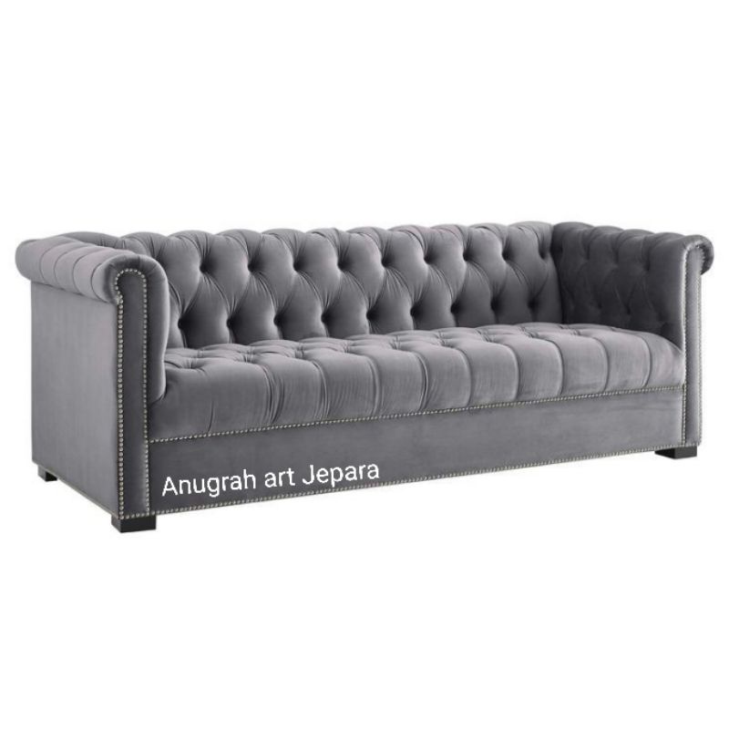 Jual sofa chesterfield bludru premium tipe minimalis | Shopee Indonesia
