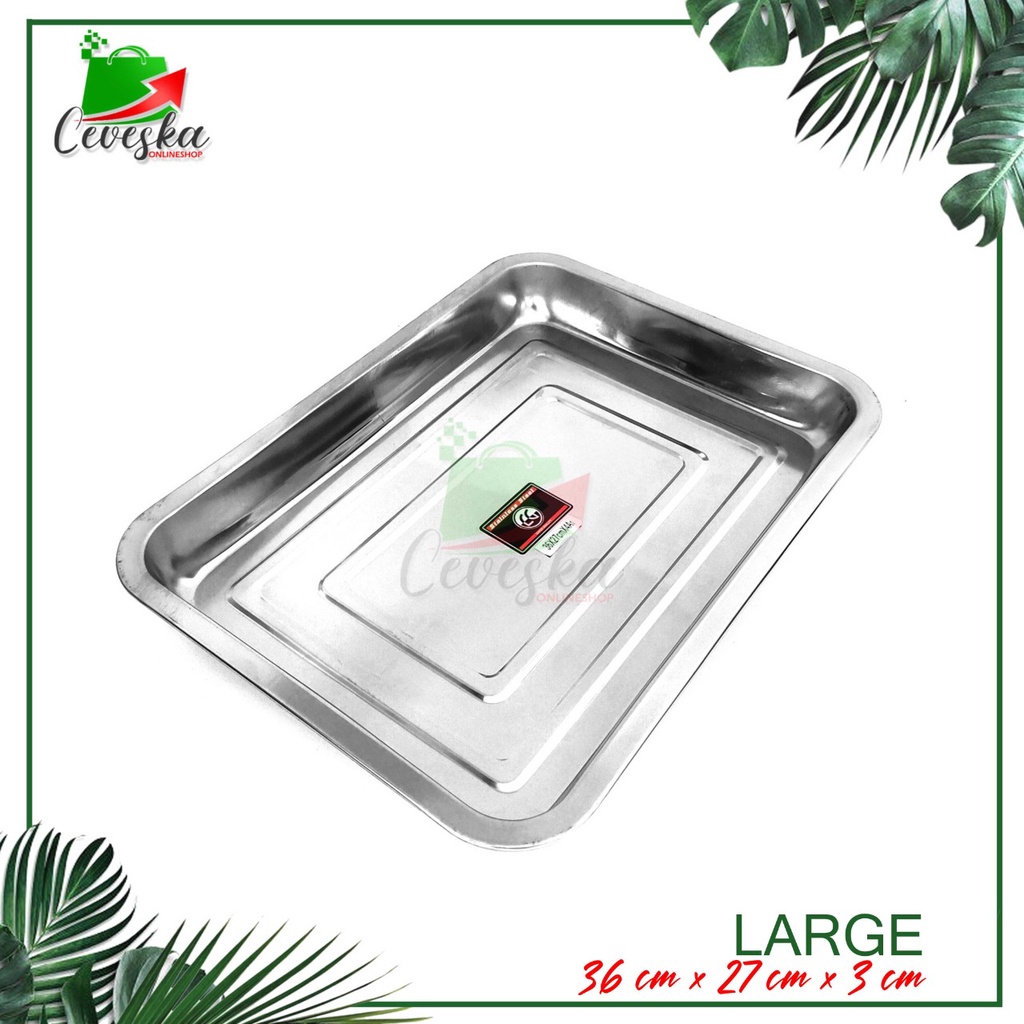 Jual NAMPAN BAKI STAINLESS WADAH TEMPAT SAJI MAKANAN PRASMANAN BAKI ...