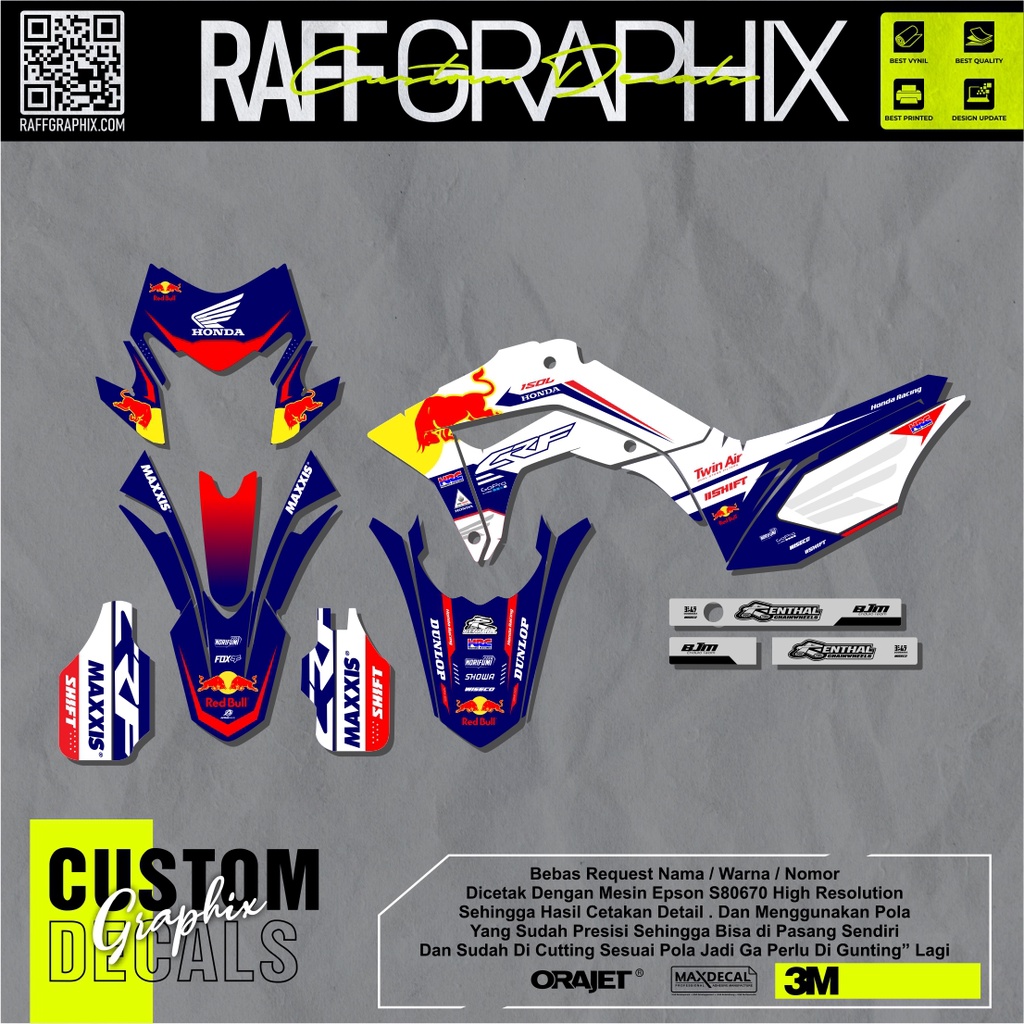 Jual decal crf 150 redbull decal supermoto redbul decal honda crf 150 ...