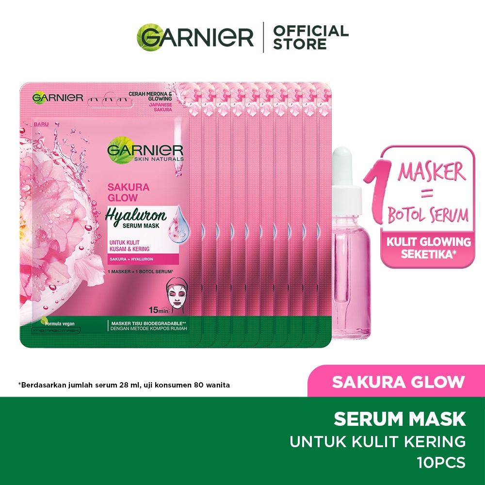 Jual GARNIER Hyaluron Hydrating Skin Barrier Serum Masker Wajah Sakura ...