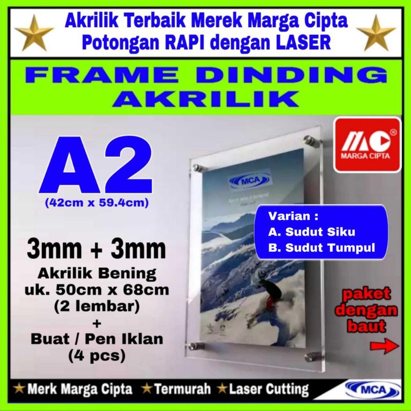 Jual FRAME AKRILIK A2 (3mm+3mm) / Acrylic Frame / Frame Dinding / Marga ...