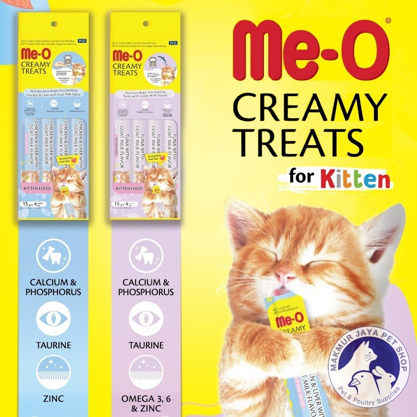 Jual SNACK KUCING MEO ME-O CREAMY KITTEN 60GR ( isi 4 pcs ) | Shopee Indonesia