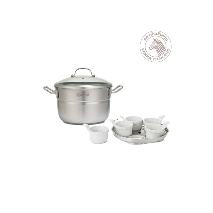 Jual Zebra Sauce Pot 24 Cm W/Glass Lid + Ceramic bowl (163749) /Steamer ...