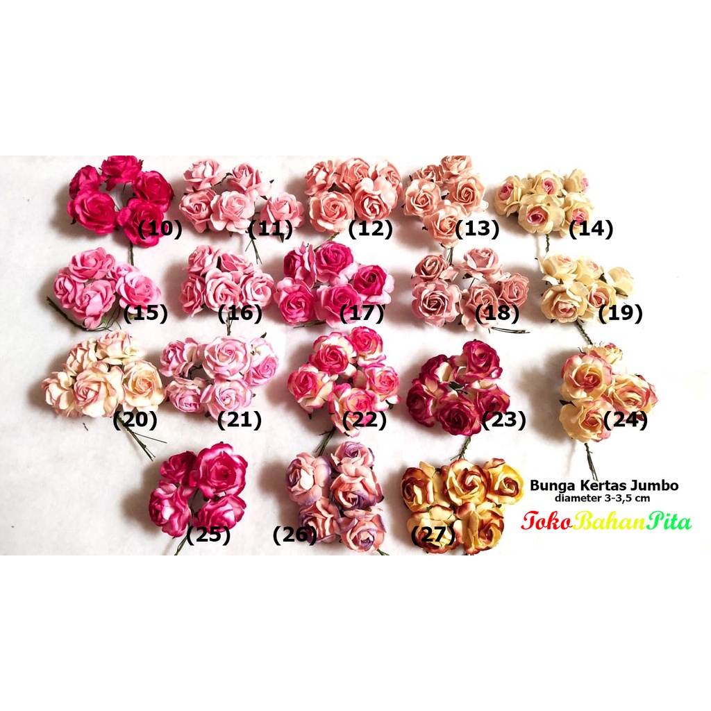 Jual (1 IKAT) BUNGA MAWAR KERTAS JUMBO | BUNGA HIAS | BUNGA CRAFT ...