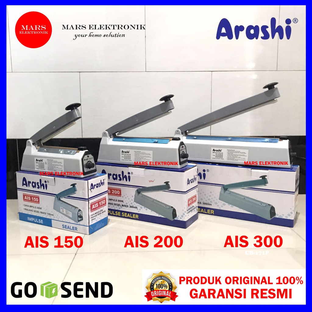 Jual IMPULSE SEALER ARASHI AIS 150 / AIS 200 /AIS 300 / MESIN PRESS PLASTIK / SEAL PLASTIK ...