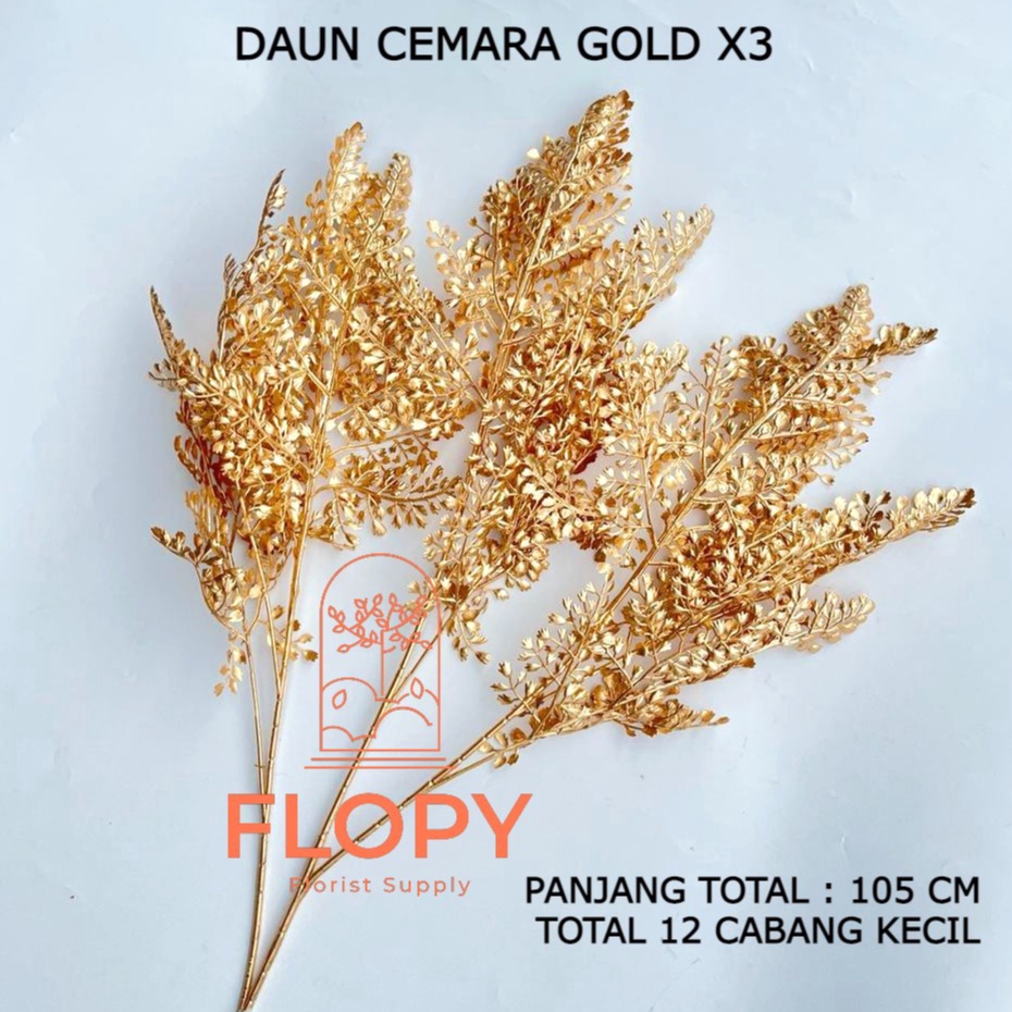 Jual Daun Cemara Gold X3 / Daun Palem X3 / Ruskus Gold / Pakis Gold ...