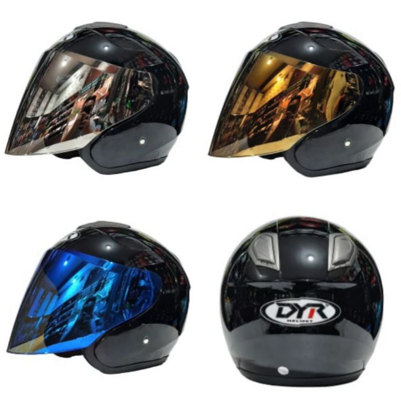 Jual Helm Kyoto Hitam Glossy Paket Ganteng Kaca Flat Venom Merek DYR ...