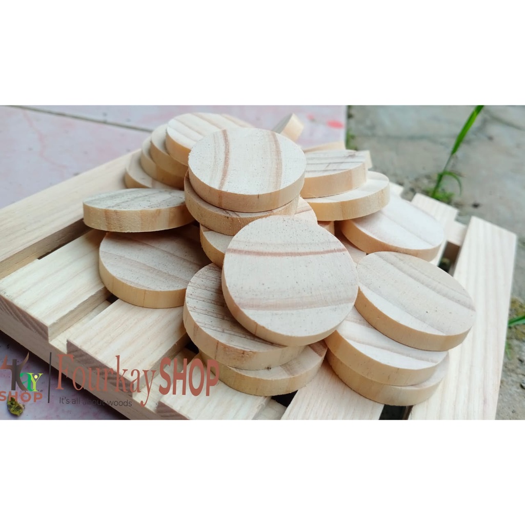 Jual Keping / Koin Kayu diameter 3,3cm tebal 6mm isi 5pcs | Shopee ...
