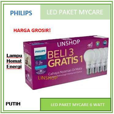 Jual PHILIPS LED PAKET 6 WATT / LAMPU LED PAKET MYCARE 6W PHILIPS. CAHAYA PUTIH | Shopee Indonesia