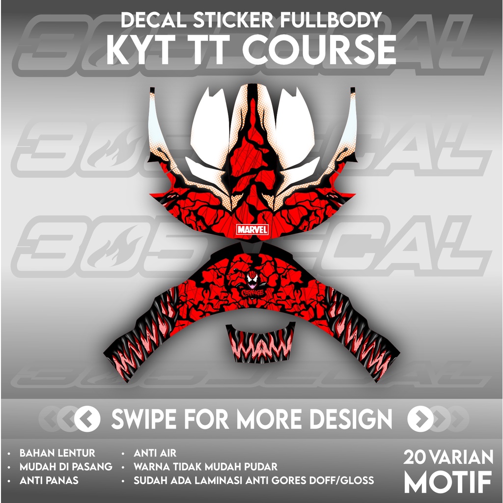 Jual Sticker decal helm Kyt TT Course TTC motif Carnage | decal helm ...