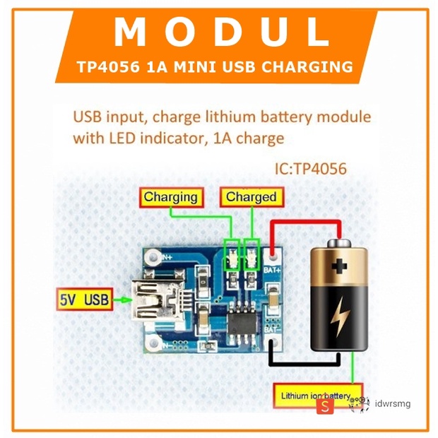 Jual TP4056 Lipo charger batery lithium mini usb charging modul 1 amper ...