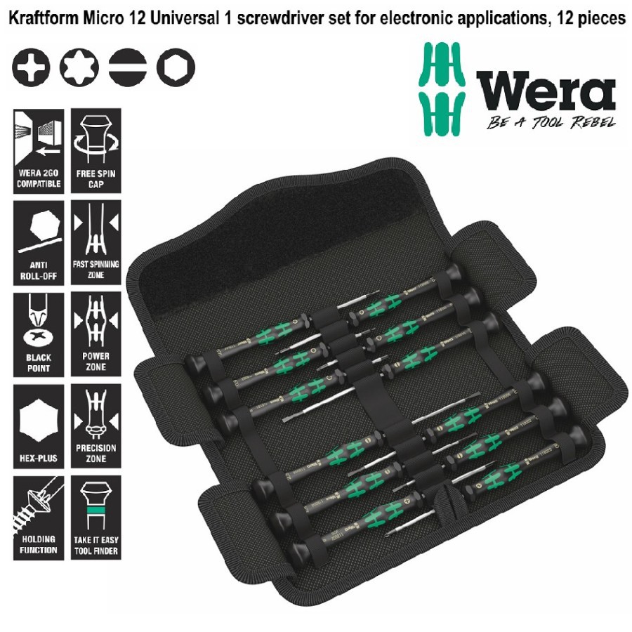 Jual WERA 05073675001 Obeng Mini Kecil Set 12 pcs Kraftform Universal 1 ...