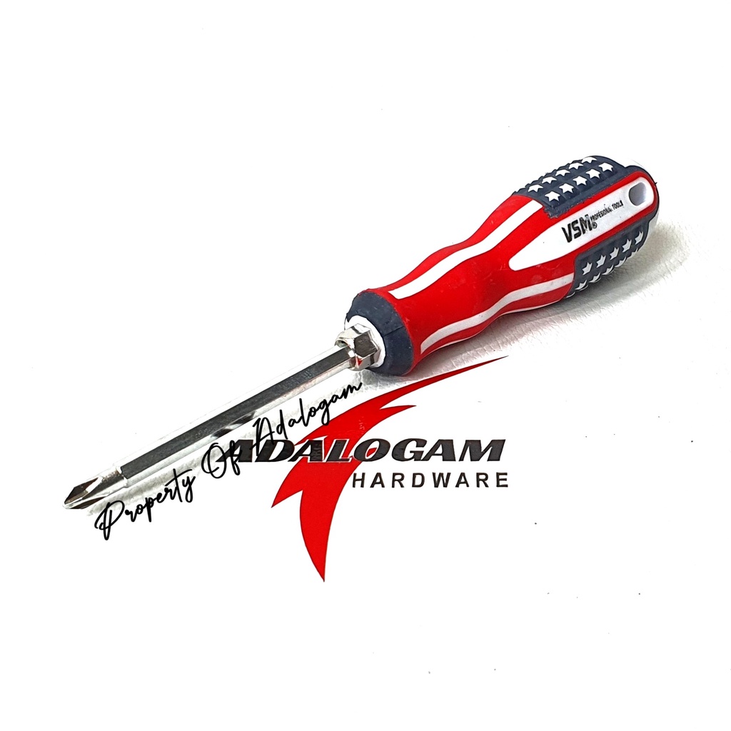 Jual Obeng Min Plus Amerika 2 in1 Obeng Bolak Balik Gagang Karet Magnet ...