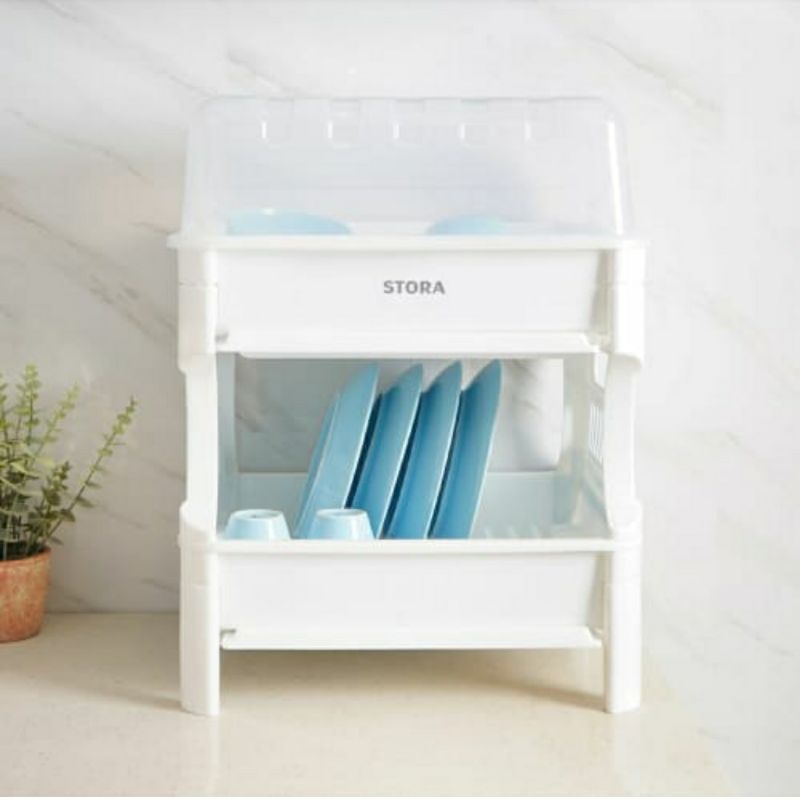 Jual Stora / Krischef Rak Piring 2 Susun dengan Penutup / Rak Piring ...