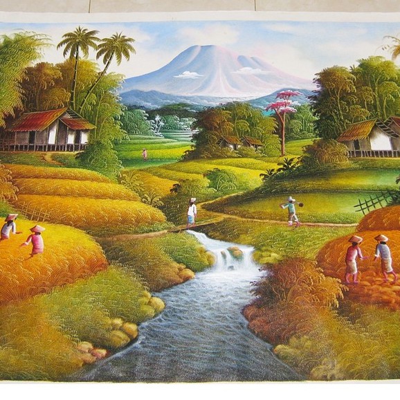 Jual Lukisan Feng Shui Panen Padi Simbol Kemakmuran | Shopee Indonesia
