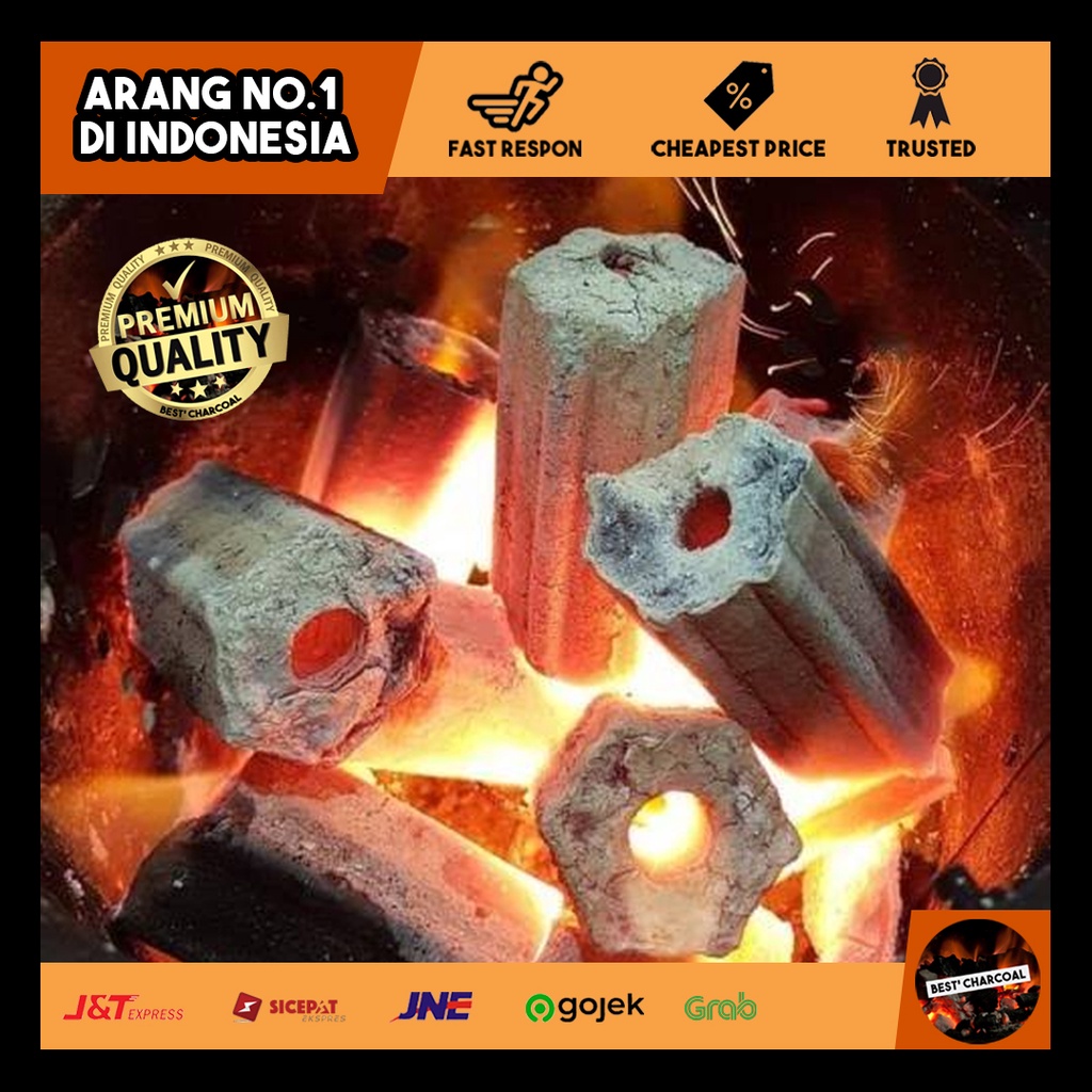 Jual Arang briket hexagonal kelapa kualitas ekspor barbeque Premium ...