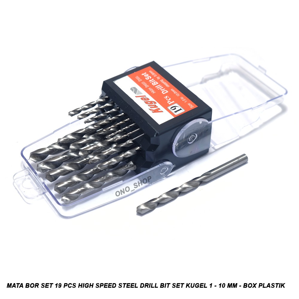 Jual Mata Bor Set 19 Pcs HSS Drill Bit Set Kugel 1-10 mm - Box Plastik ...