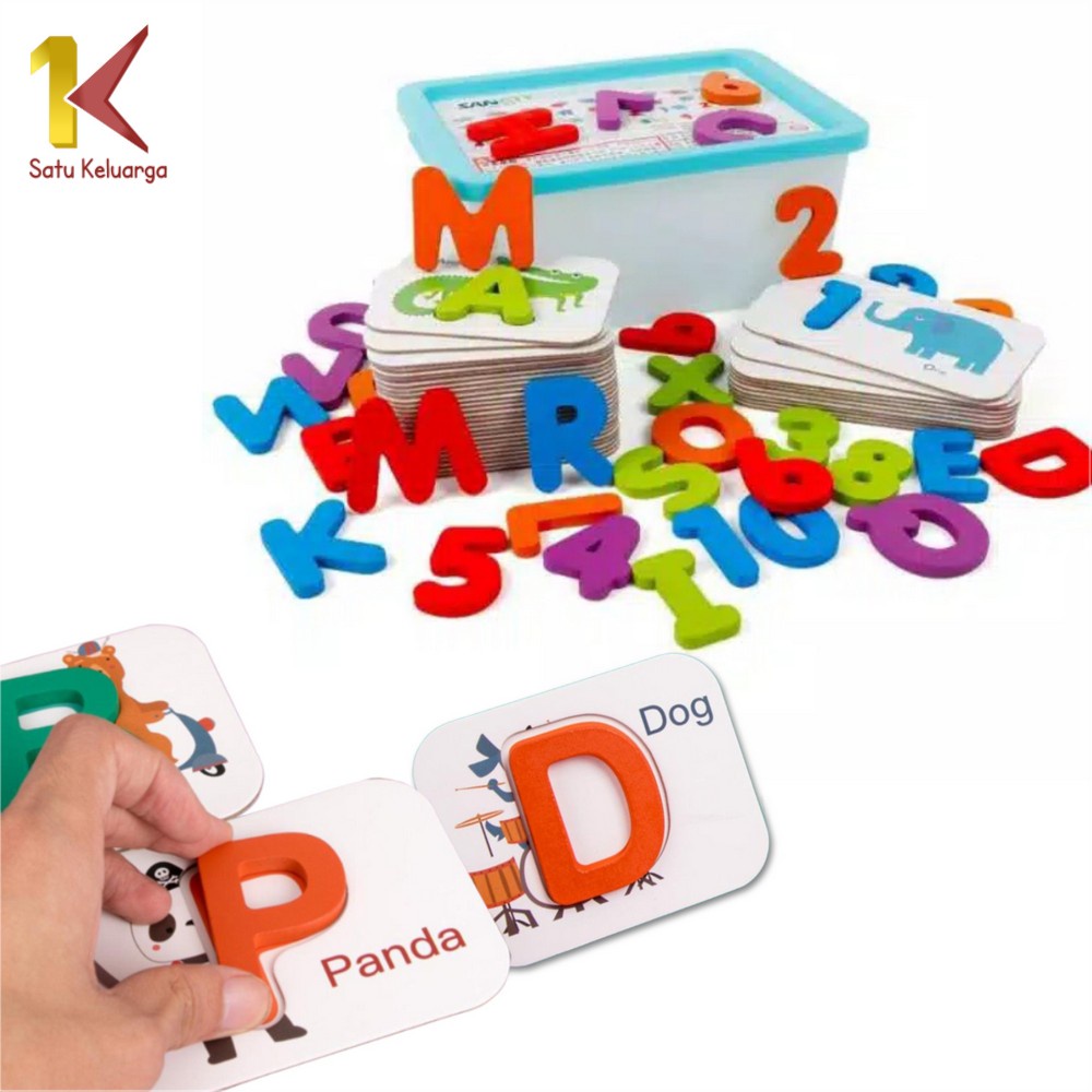 Jual Satu Keluarga Maenan Kayu Anak Kartu Alphabet ABC M2 Mainan ...