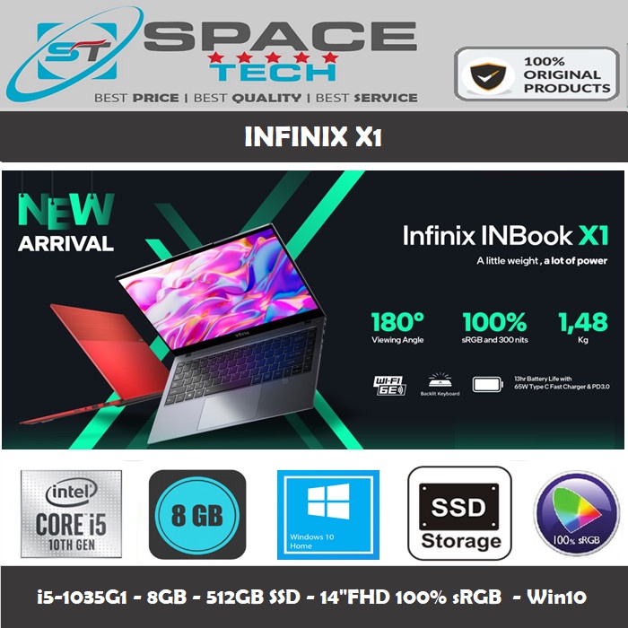 Jual LAPTOP INFINIX X1 i5-1035G1 8GB 512GB SSD 14"FHD WIN10 - GREY ...